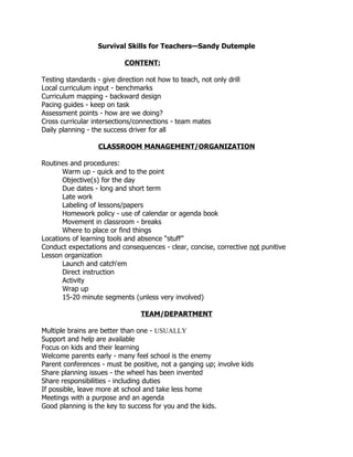 Survival Skills for Middle School Teachers | DOC