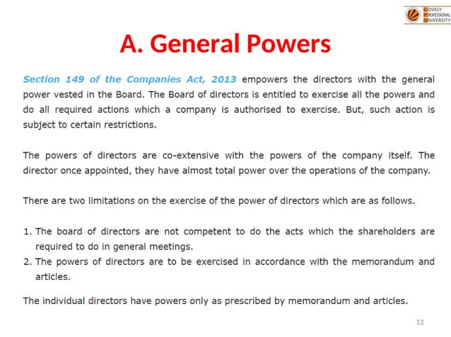 DUTIES AND POWERS OF DIRECTOR and duties | PPT | Business | Business ...