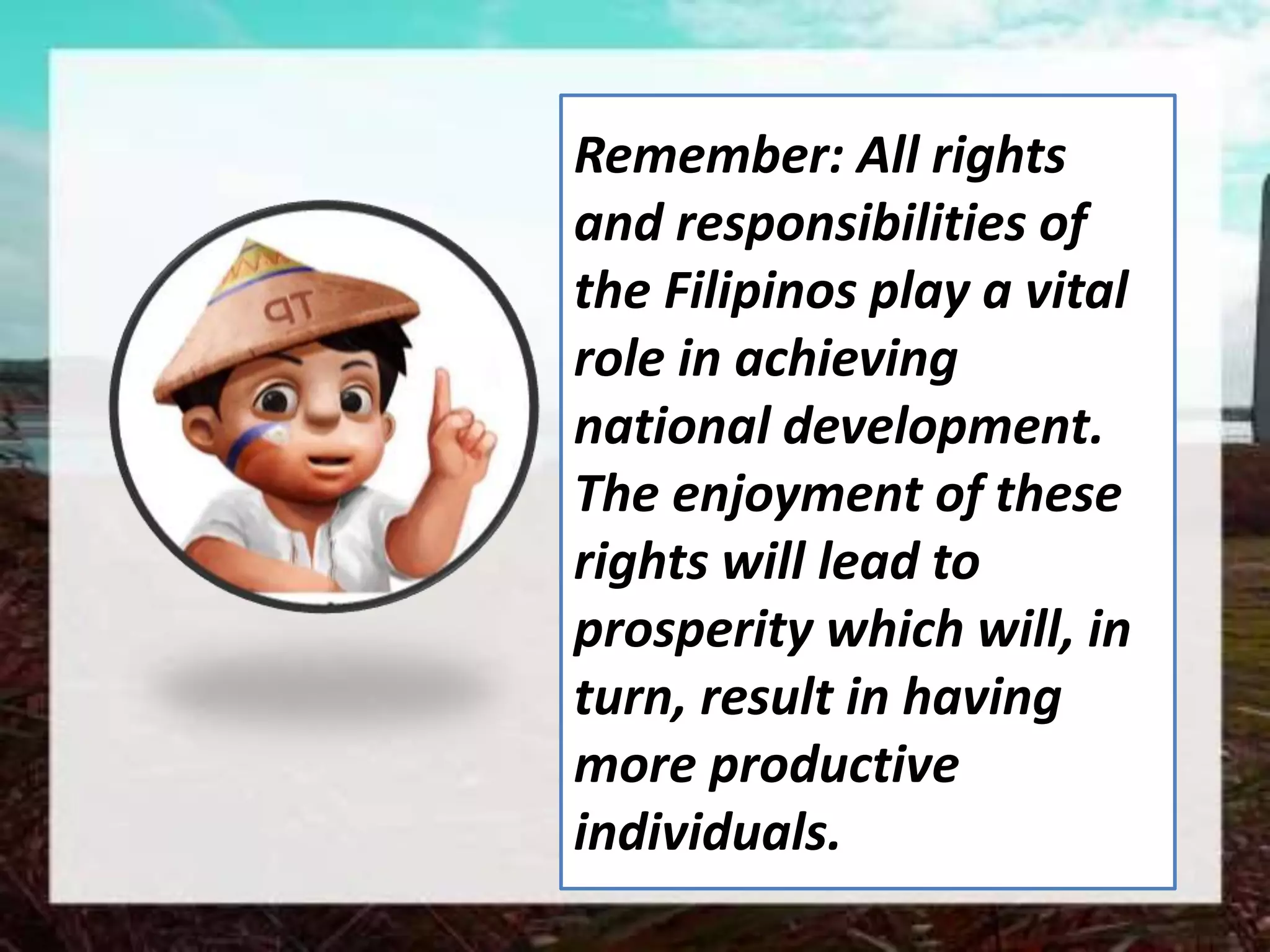 Rights and Responsibilities of a Filipino | PPTX