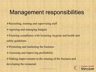 Duties and responsibilities of a restaurant manager | PPT