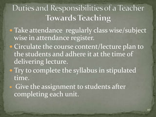 Duties and responsibilities of a teacher | PPTX