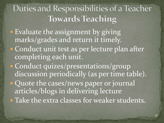 Duties and responsibilities of a teacher | PPTX