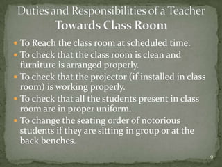 Duties and responsibilities of a teacher | PPTX