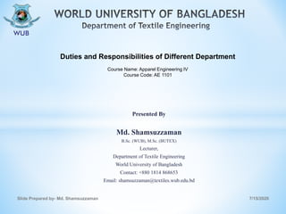 Duties and responsibilities of different department | PPTX