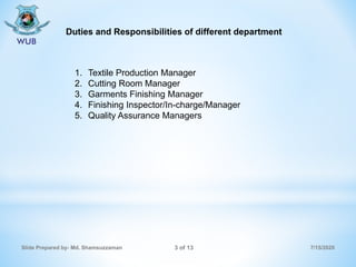 Duties and responsibilities of different department | PPTX