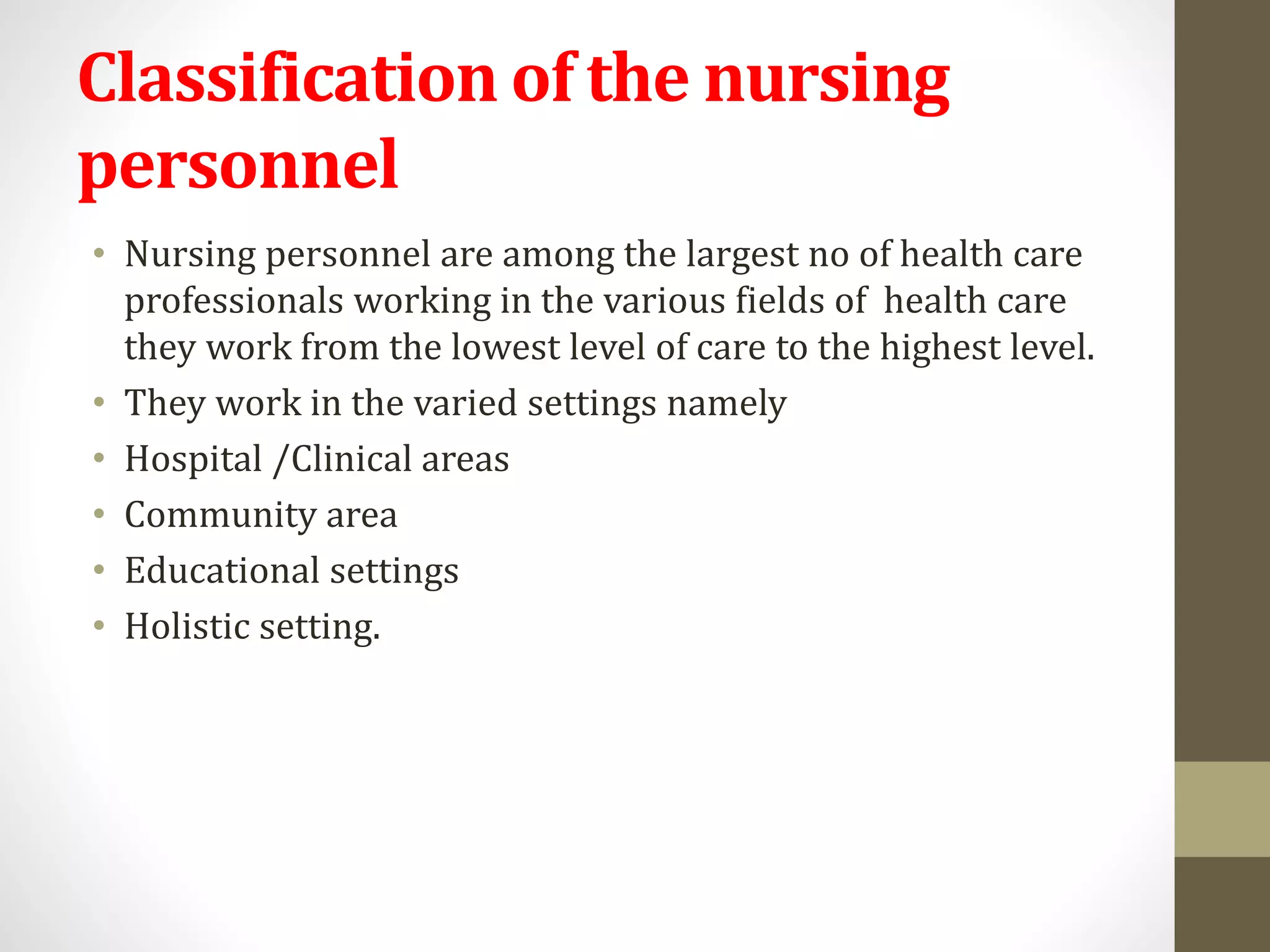 Duties and responsibilities of the nursing personnel | PPTX