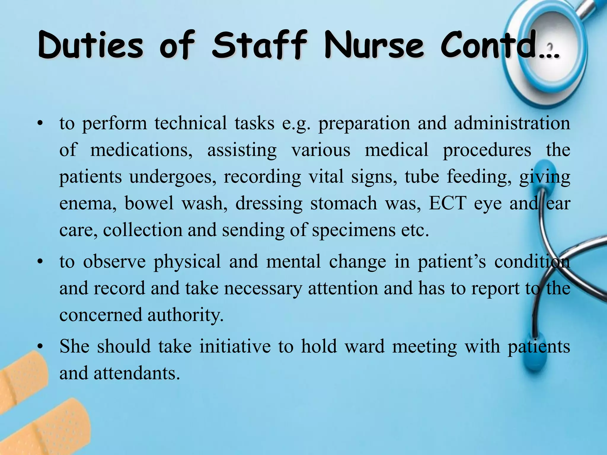 Duties and responsibilities of various category of nursing personnel | PDF