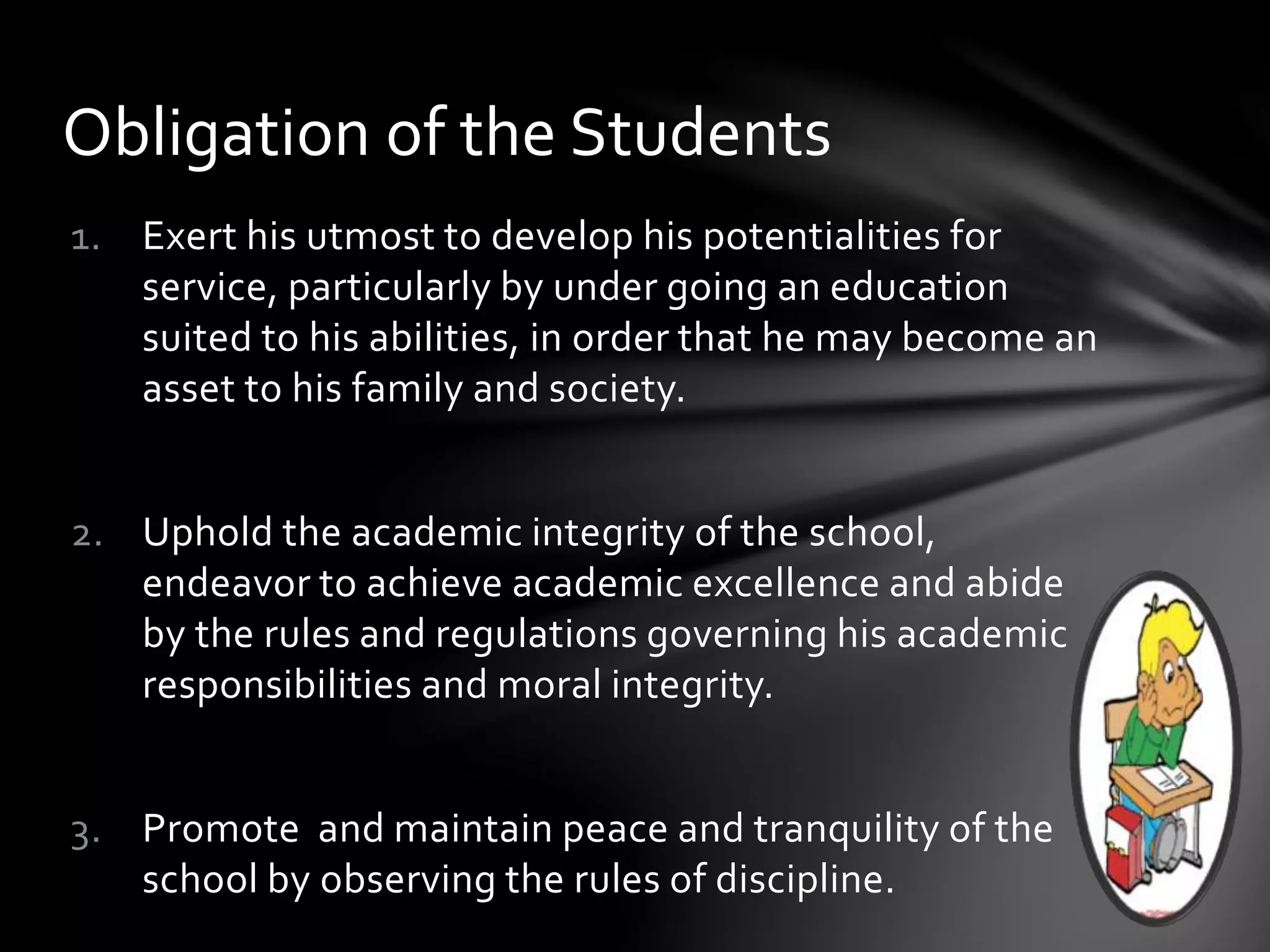 Duties and responsibility of the principal,teacher and student sppt | PPTX