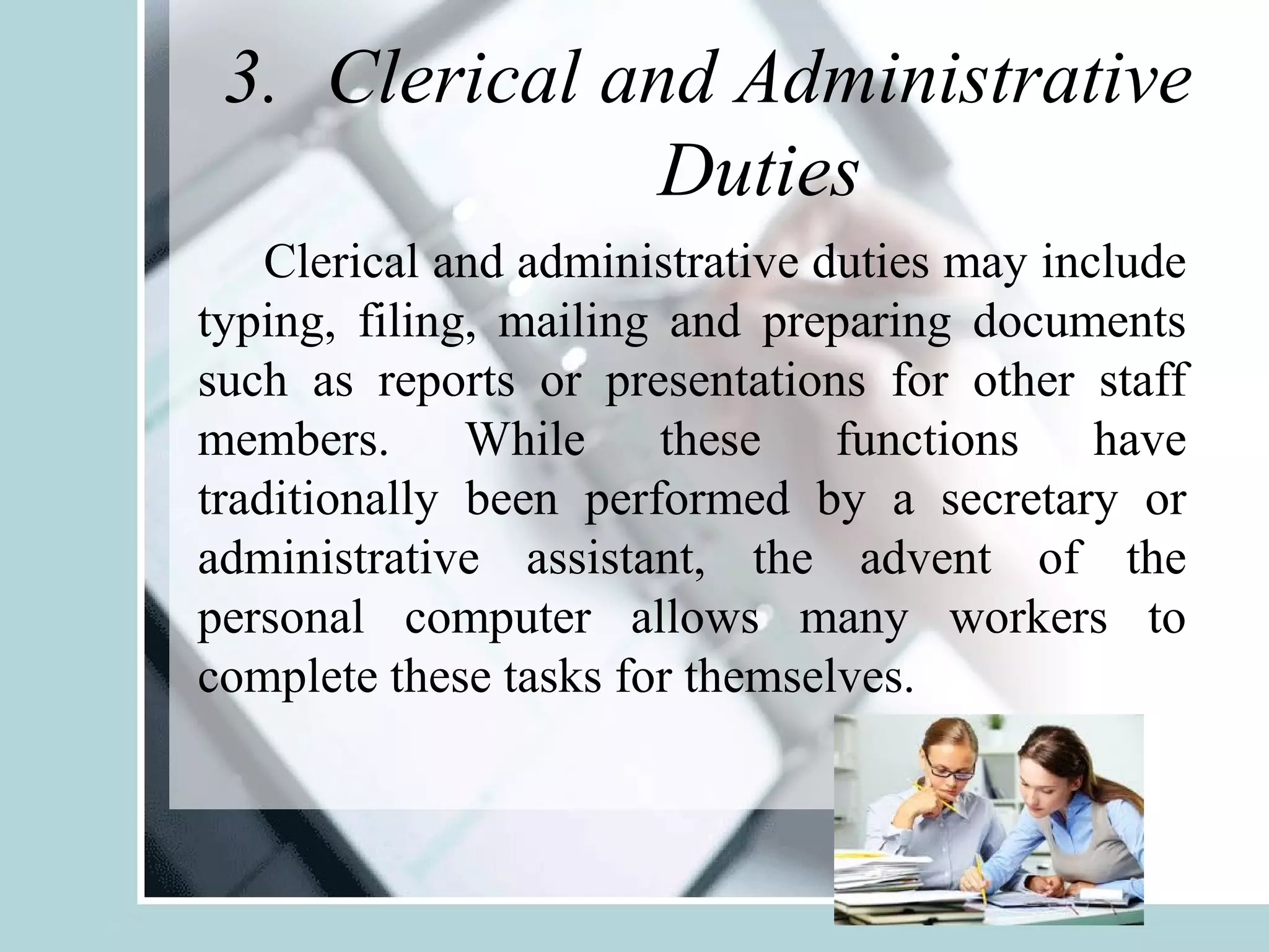 Duties in an office | PPT
