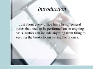 Duties in an office | PPT