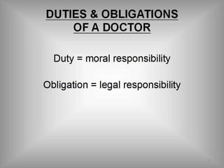 Duties and Obligations of a Doctor | PPT