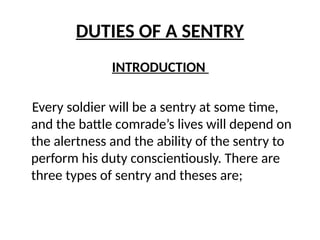 DUTIES OF A SENTRY.pptx education and tactics | PPTX