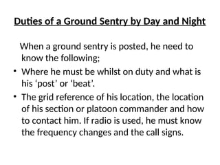 DUTIES OF A SENTRY.pptx education and tactics | PPTX