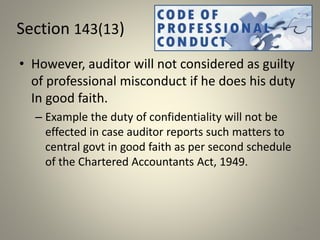 Duties of auditors under companies act 2013 | PPTX