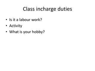 Duties of class teacher | PPTX