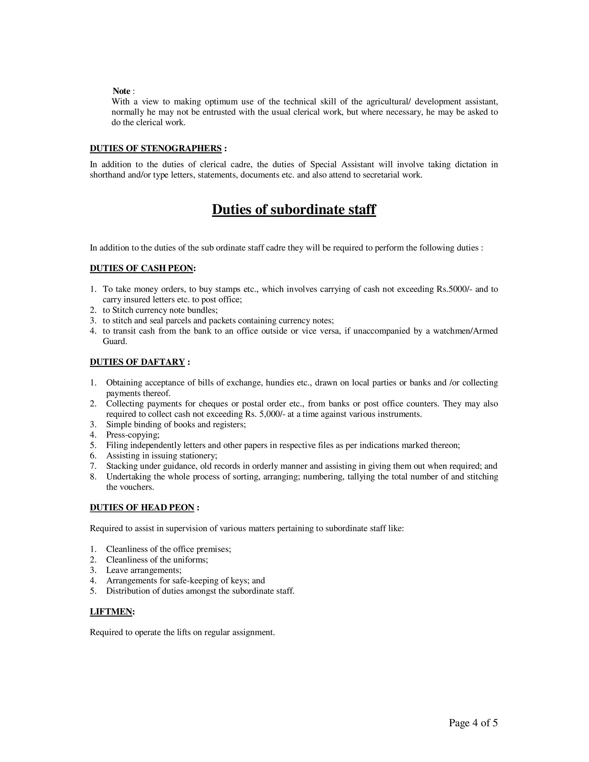 Duties of clerical | PDF