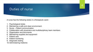 Duties of nurses | PPTX