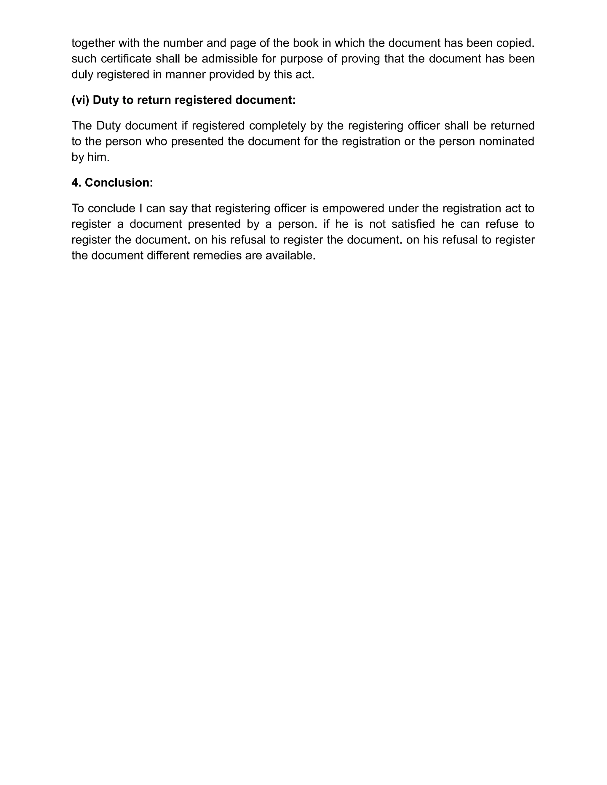 Duties of registering officer | RTF