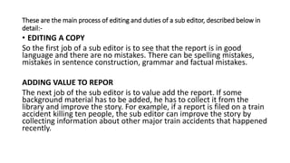 Duties of sub editor | PPTX