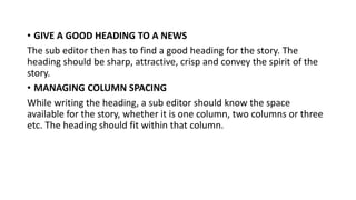 Duties of sub editor | PPTX