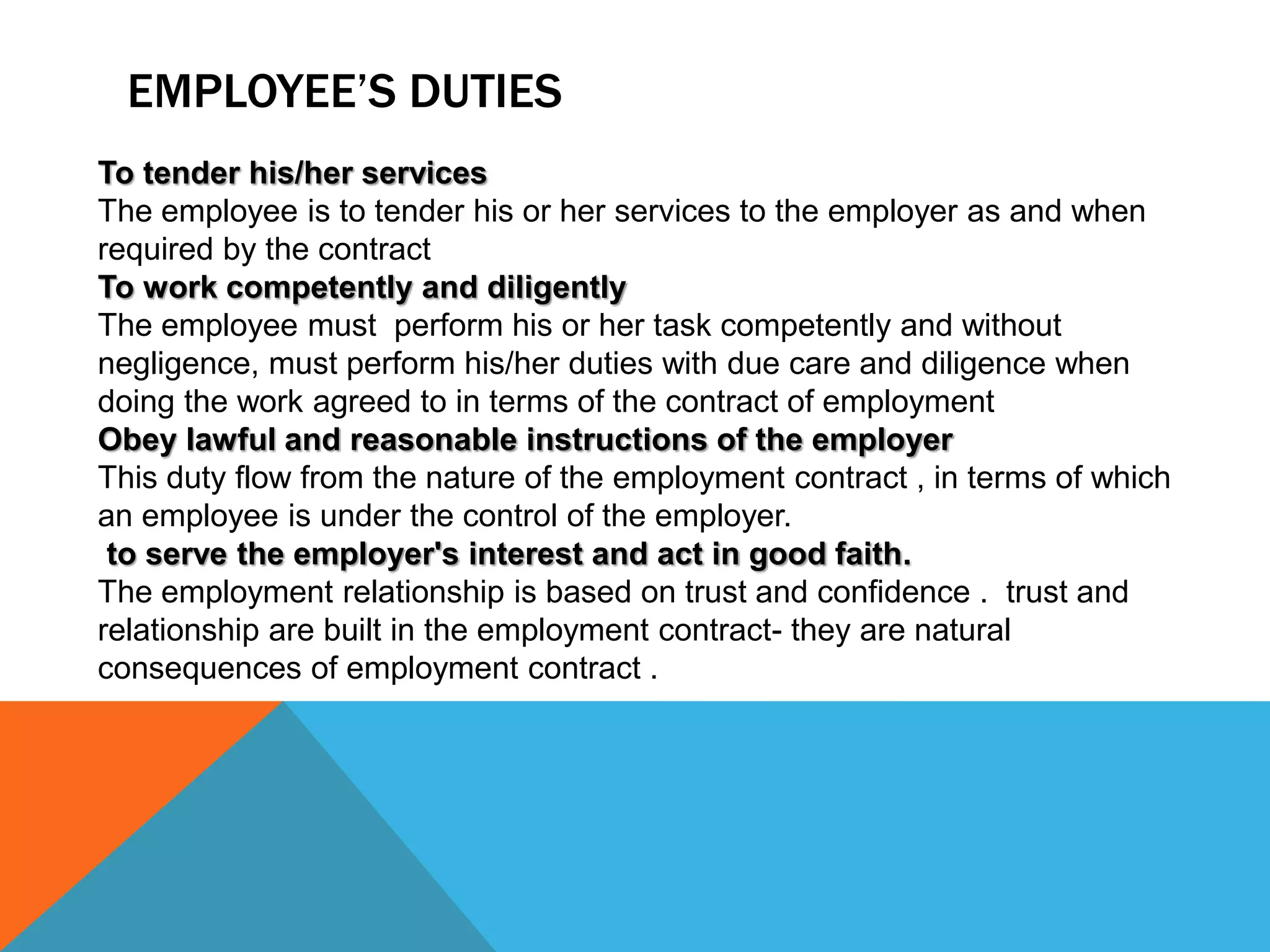 Duties of the employer | PPTX