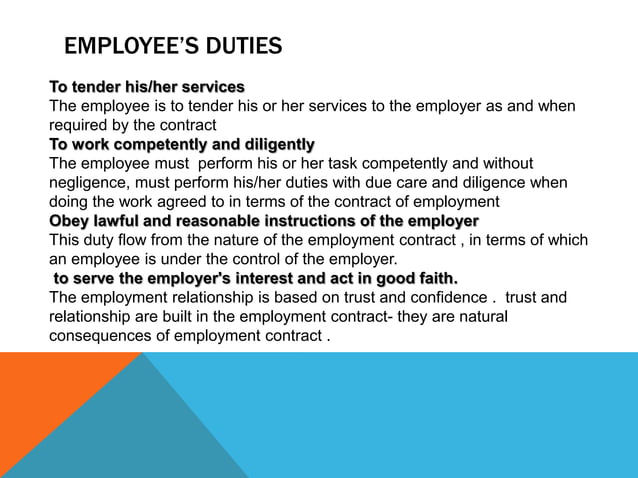 Duties of the employer | PPTX | Business | Business and Finance