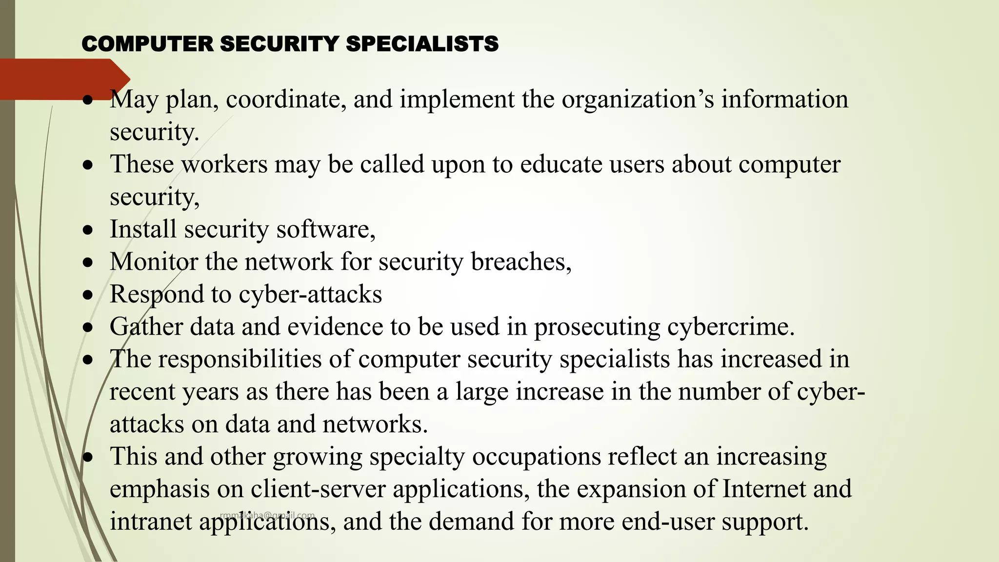 Duties & Responsibilities of IT Department Staff | PPTX