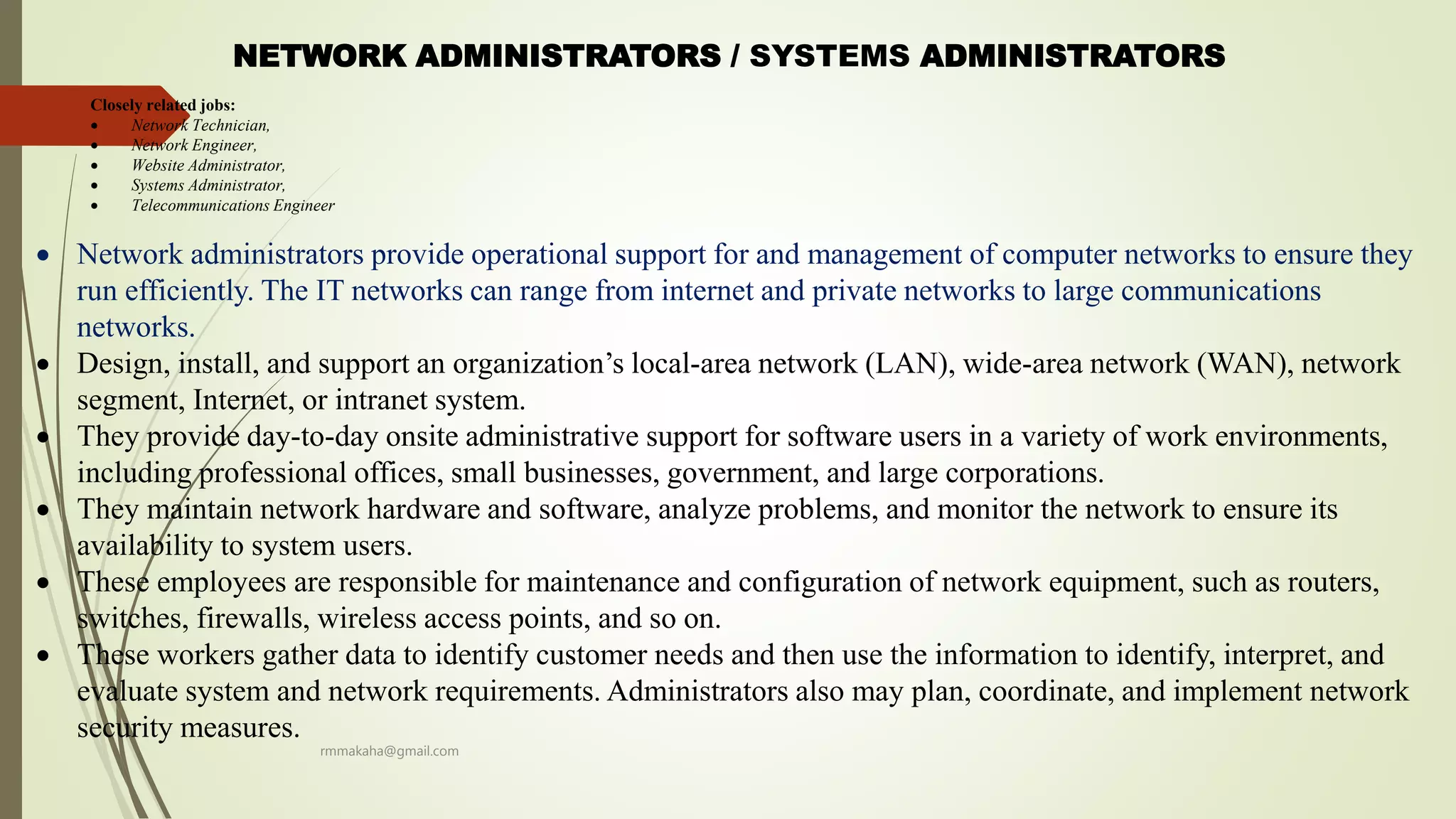 Duties & Responsibilities of IT Department Staff | PPTX