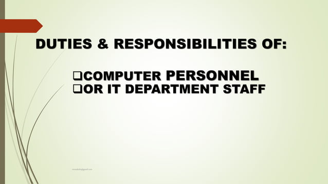Duties & Responsibilities of IT Department Staff | PPTX | IT and ...