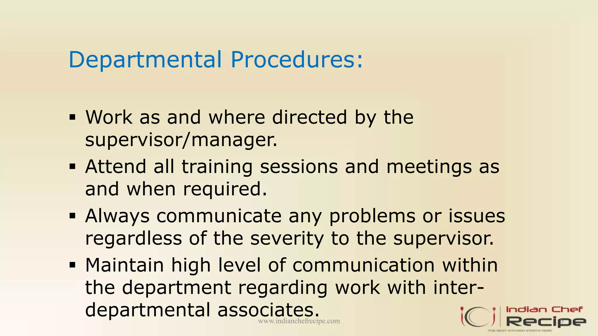 Duties and responsible of kitchen stewarding | PPTX