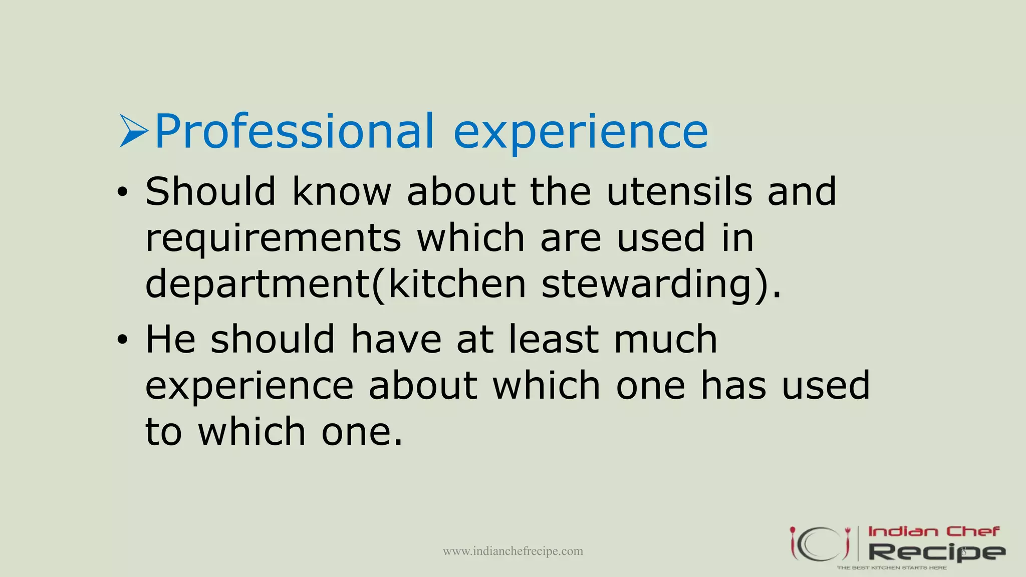 Duties and responsible of kitchen stewarding | PPTX