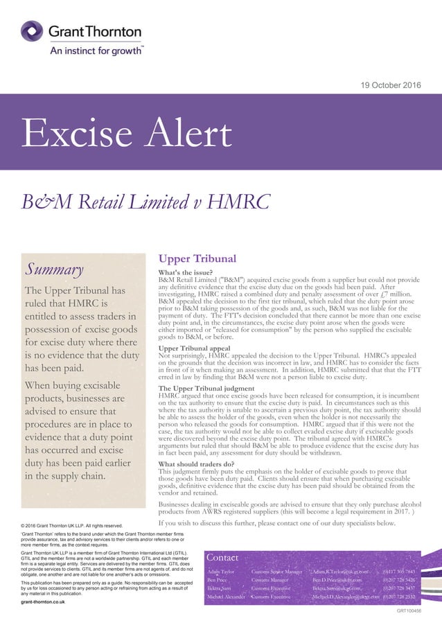 Excise Alert: B&M Retail Limited v HMRC | PDF | Free Download