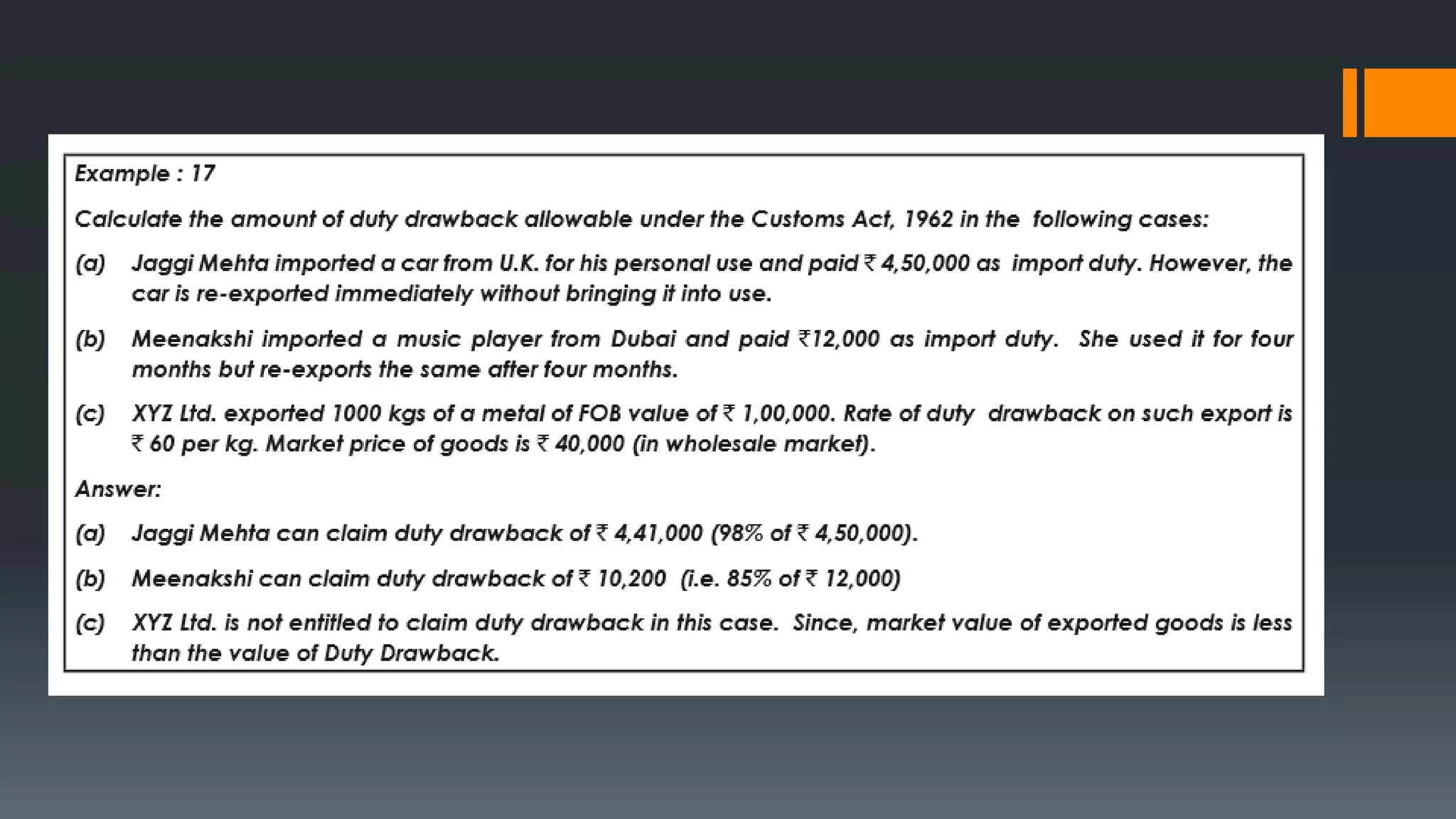 Duty DrawBack | PPTX