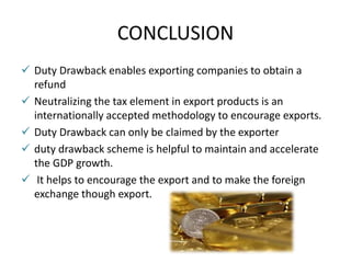 Duty drawback claim procedures | PPTX | Business | Business and Finance