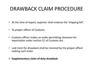 Duty drawback claim procedures | PPTX