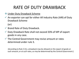 Duty drawback claim procedures | PPTX