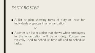 Duty roster | PDF