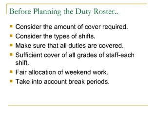 Duty rosters lec.2 | PPT