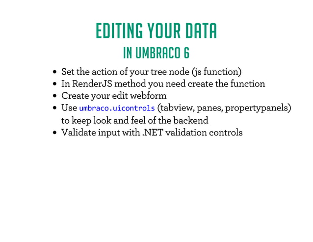 Building custom sections in Umbraco | PPT
