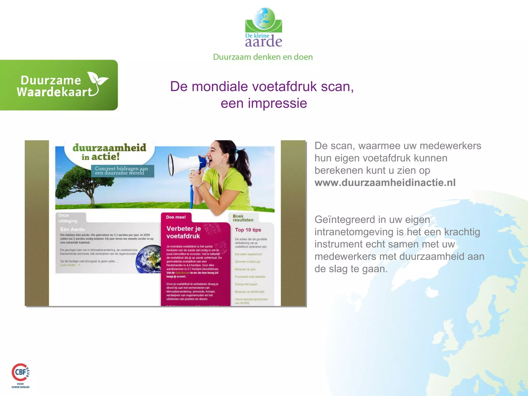 Duurzame Waardekaart Stichting De Kleine Aarde (2 Mb) | PPT