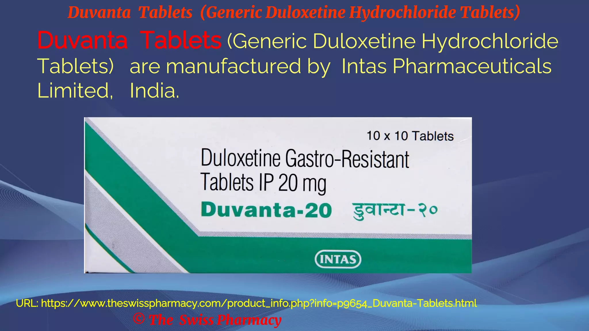 Duvanta Tablets (Generic Duloxetine Hydrochloride Tablets) | PDF