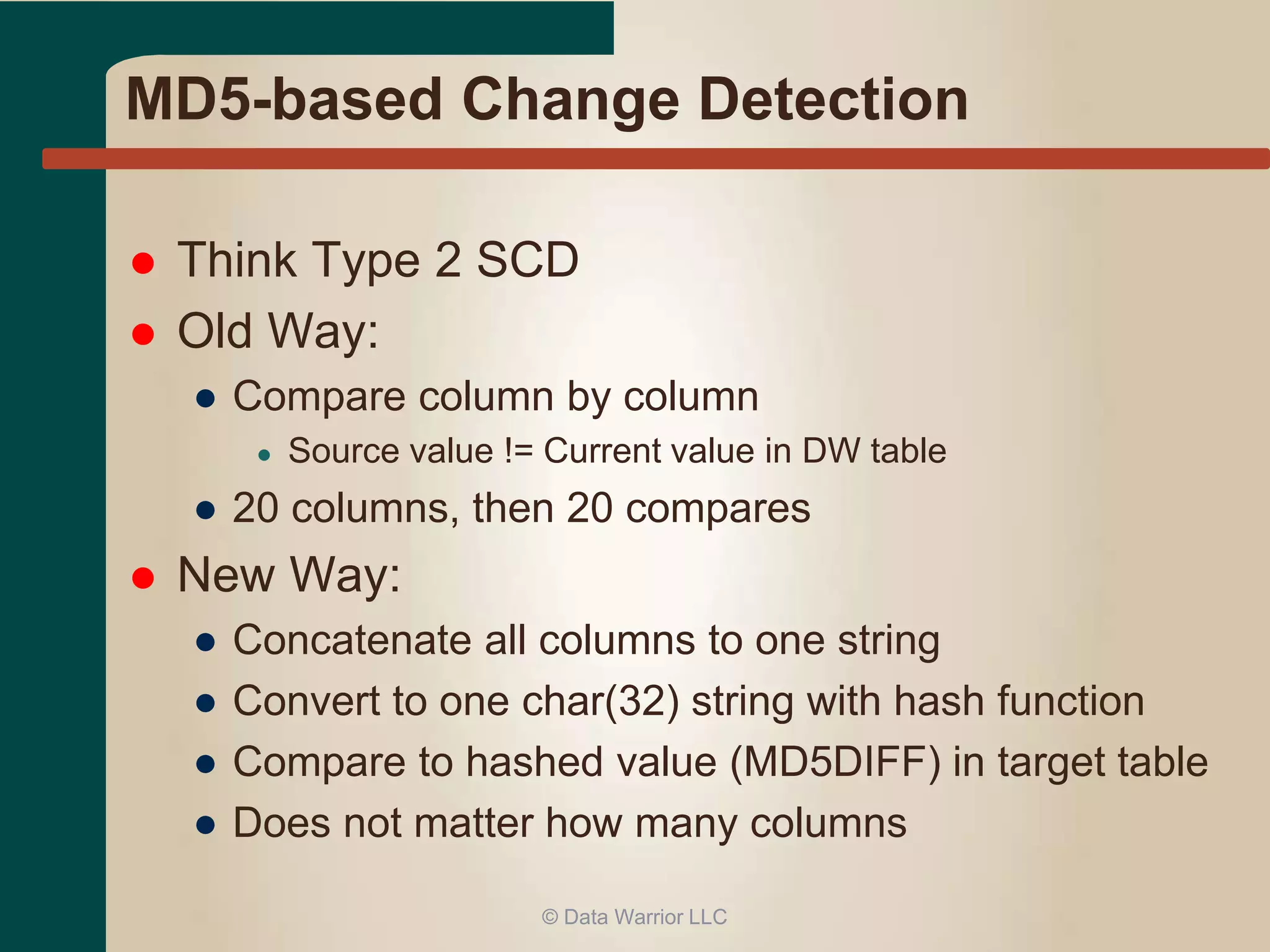 Data Vault 2.0: Using MD5 Hashes for Change Data Capture | PDF
