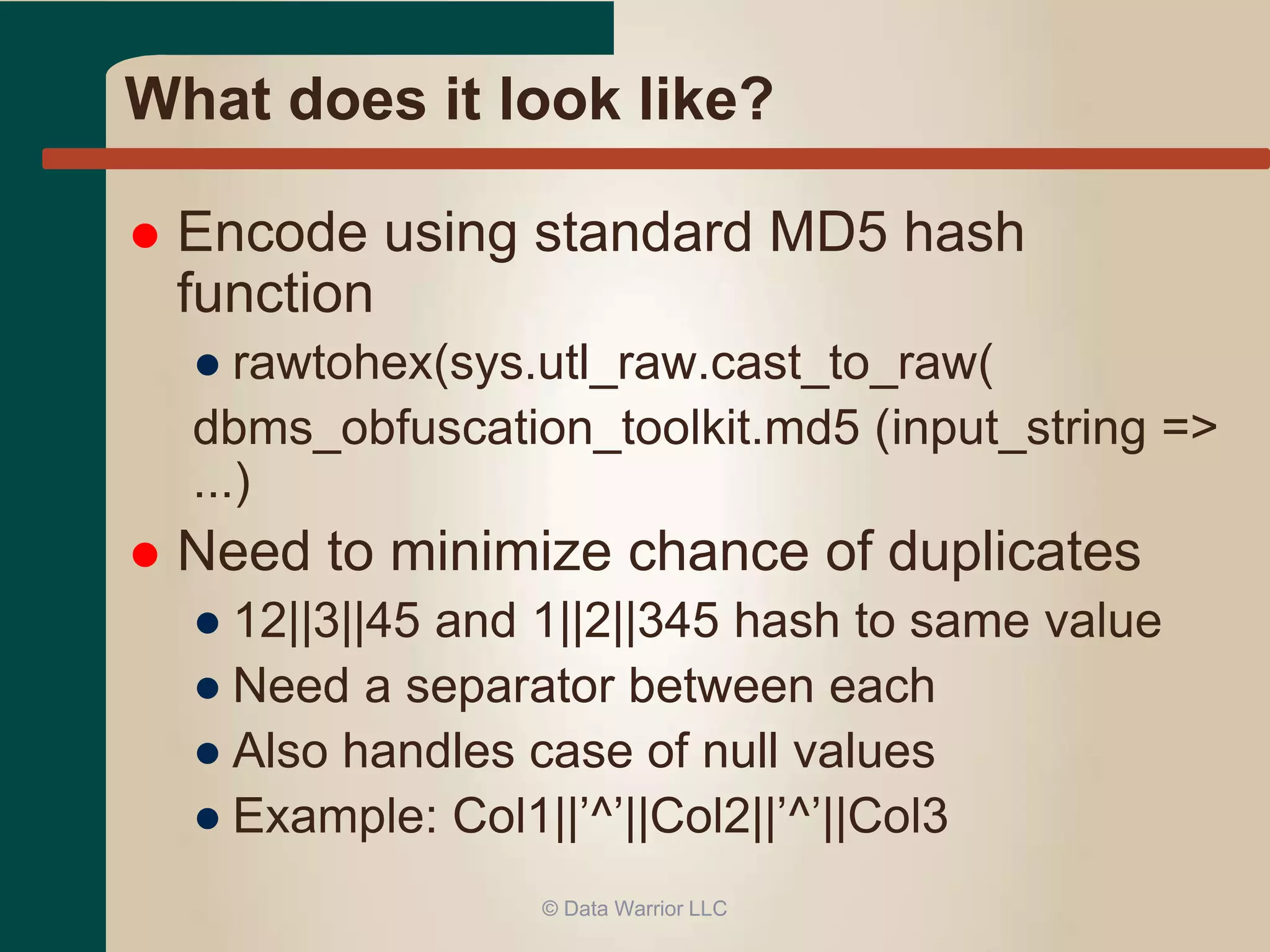 Data Vault 2.0: Using MD5 Hashes for Change Data Capture | PDF