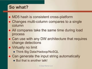 Data Vault 2.0: Using MD5 Hashes for Change Data Capture | PDF