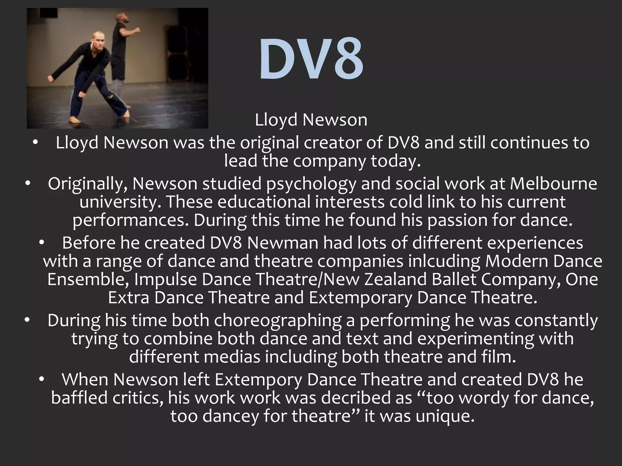 Dv8 and push physical theatre drama final | PPTX