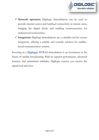 DVB-S2-Demodulator from Digilogic Systems | PDF