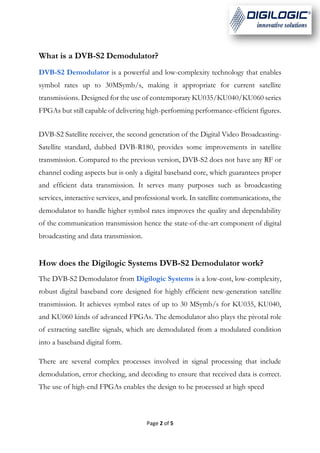 DVB-S2 Demodulator from Digilogic Systems | PDF | Digital Audio | Computer Software and Applications