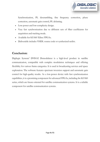 DVB-S2 Demodulator from Digilogic Systems | PDF | Digital Audio | Computer Software and Applications