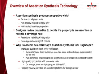 Enhanced Verification Flow with Nextop's Assertion Synthesis Technology | PDF