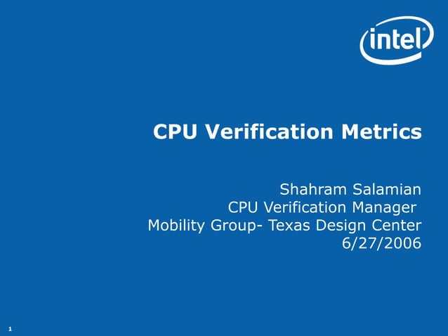 CPU Verification Metrics | PPT | Computer Software and Applications | Computing